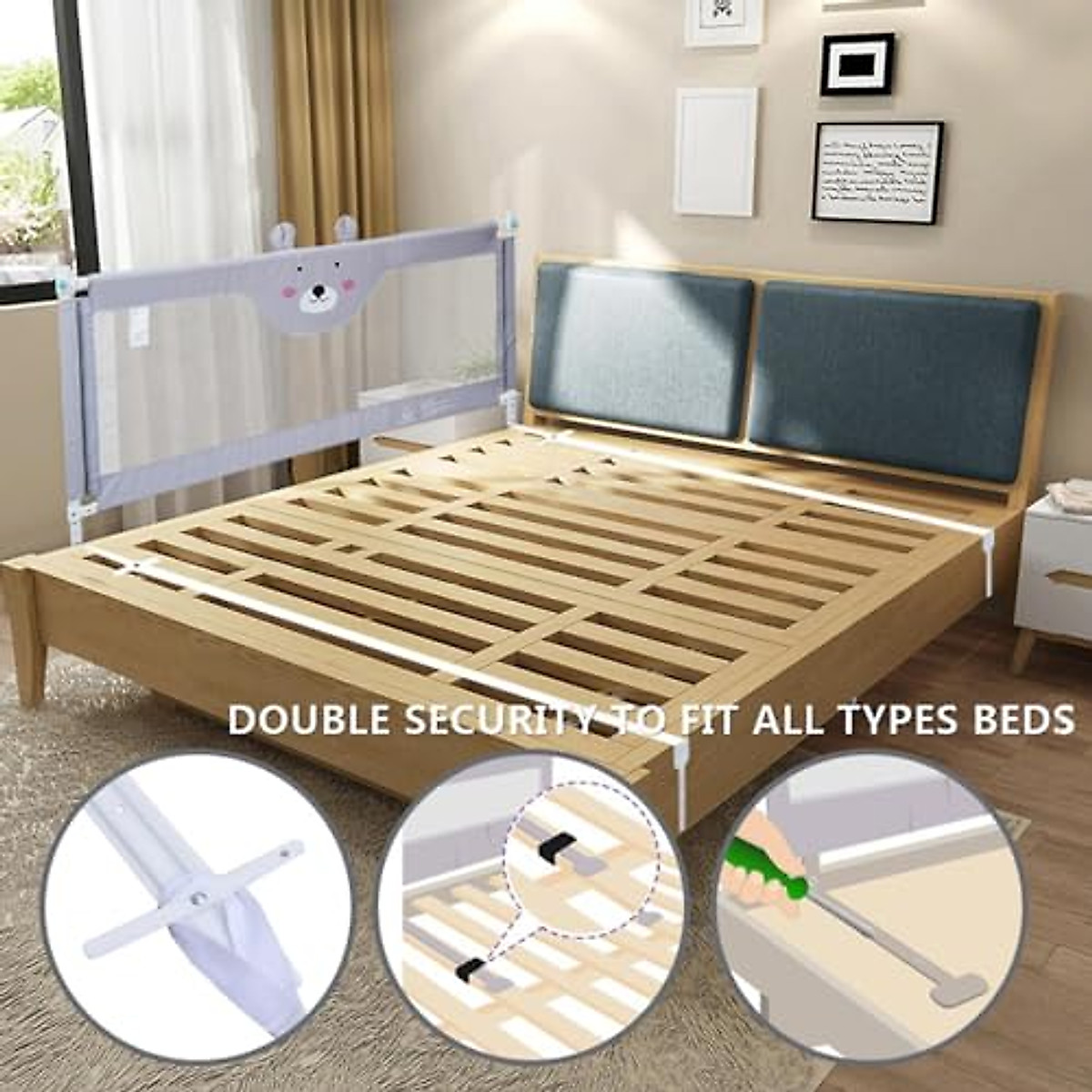 Bed Rail for Toddlers Extra Long Bed Railing for Queen & King & Twin Full Size Bed Rail Guard Bed Safety Fence Guard Rail Rail Sleep Rails Bed barriers Bumper Extra Tall Rail 70.8" 1 side