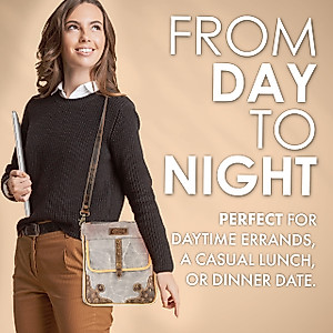 SIXTEASE Crossbody Bag for Women Vintage Style Genuine Leather, Upcycled Canvas, Rug, or Hair On - Cross Body Womens Bags with Inside Zipper Pockets - Ceilo