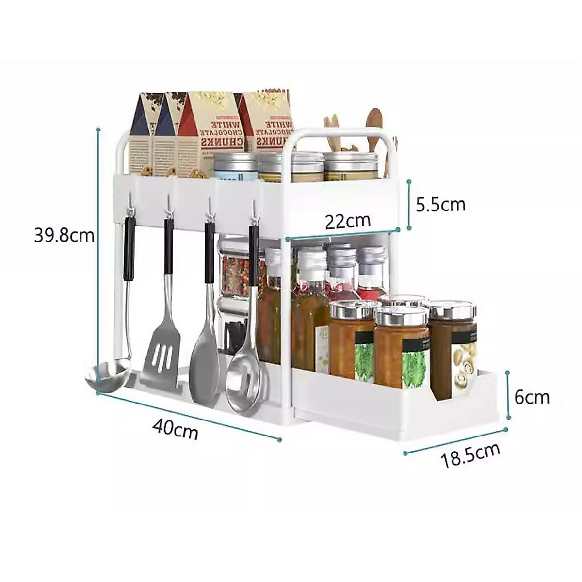 LONONE Black Under Sink Organizer Metal Under Sink Organizers and Storage 2 Tier Sliding Cabinet Organizer Pull Out Shelves Under Kitchen Sink