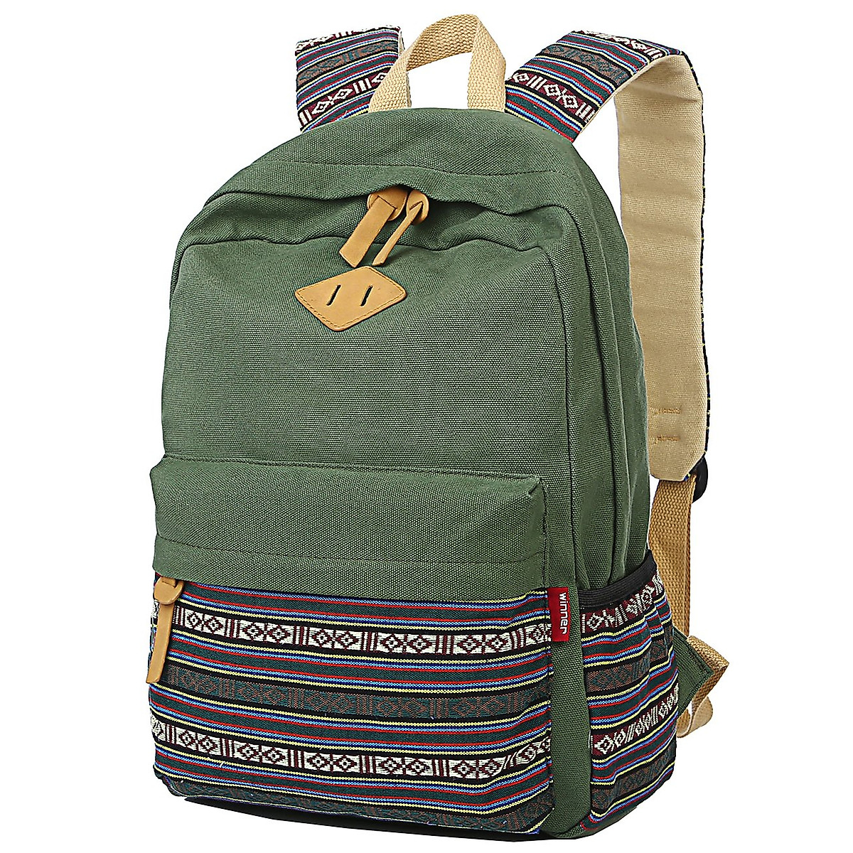 mygreen Casual Style Lightweight Canvas Backpack School Bag Travel Daypack Army Green