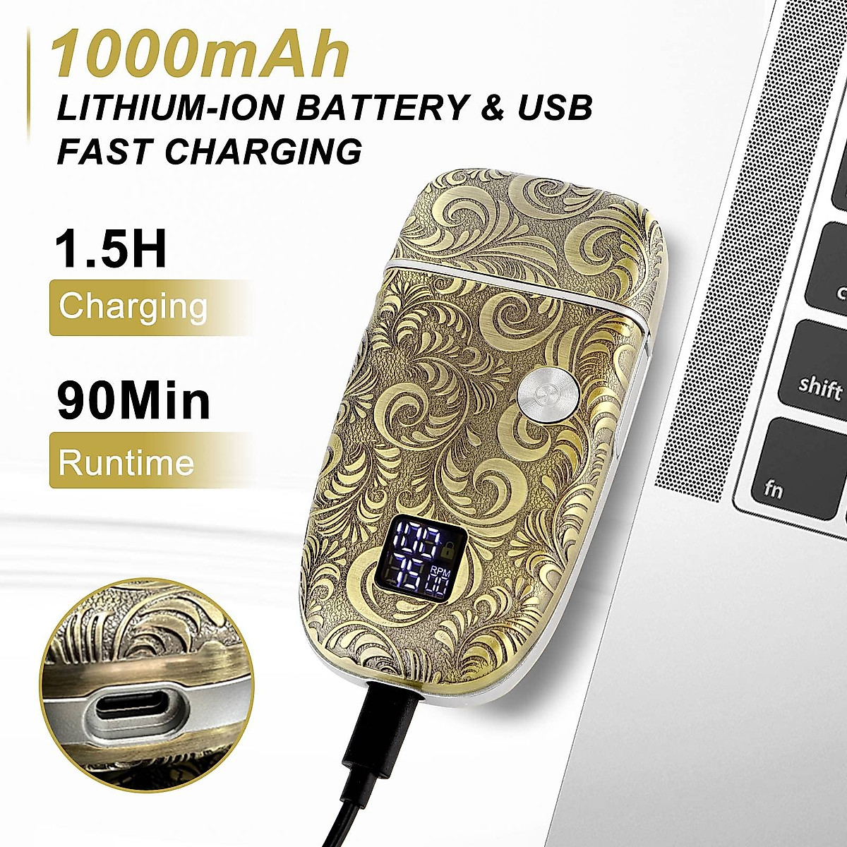 GSKY Electric Razor, Double Foil, Foil Shavers for Men,2 Speeds,Electric Shavers for Men,Beard Trimmer with 2 Foil,Cordless Barber Shaver Beard Trimmer,Barber Supplies Gifts for him