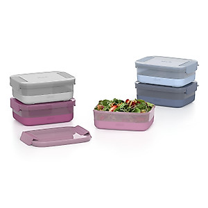 Ello 10 Pc BPA Free Plastic Meal Prep Container Set - 5 Pack with Silicone Boots, Airtight Lids, Dishwasher & Microwave Safe, Elderberry