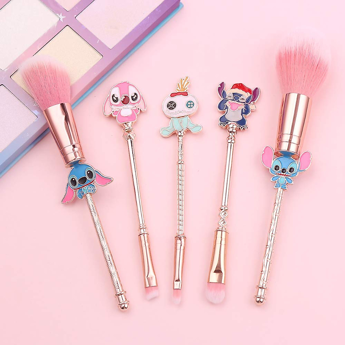 Interstellar Baby Makeup Brushes Set - 5Pcs Creative Stitch Theme Cosmetic Brushes Set, Premium Synthetic Foundation Eyeshades Brush Set Best Gift for Young Girl Women