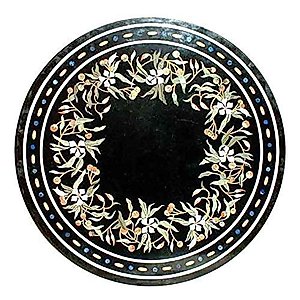 24" X 24" inch Marble Dining Table Pietra Dura Inlay Floral Marquetry Design Living Room Table, Conference Table, Office Table
