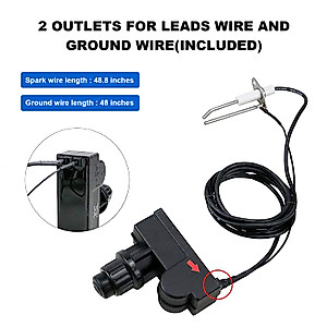 Grisun Fire Pit Igniter - Push Button Ignition Kit for Fire Pit Gas Burner, 2 Outlet with igniter Leads and Ground Wire, Durable Button