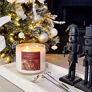 Goodpick Bayberry Scented Candle, Christmas Holiday Candles Gifts, Jar Candle for Living Room, Soy Candles for Friend, 3 Wicks Scentsational Candles, 14.5 Oz Includes Lid