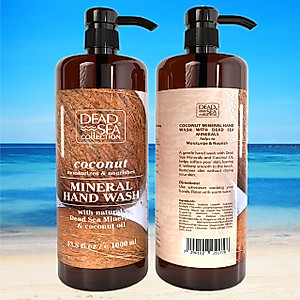 Dead Sea Collection Hand Soap Pump Coconut - Hand Wash Liquid with Dead Sea Minerals and Coconut Oil - All Skin Types Moisturizing & Nourishing - Pack of 2 (33.8 Fl Oz Each) - 67.6 Fl Oz