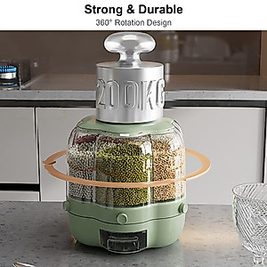 AHOUGER Cereal Dispenser Grain Dispenser Lentil Dispenser Upgrade 360° Rotating Food Dispenser with Lid Moisture Resistant Household, Dispenser Container for All Beans, Barley, Millet, Rice