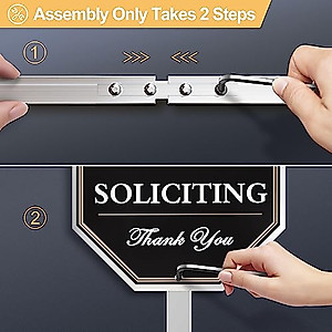 SWEETFULL 28" No Soliciting Sign for Yard, Aluminum, Collocation Self Adhesive Modern Design Door Sign，Metal Yard Sign with Stake,Heavy Duty Weather Resistance Sign（1 Pcs）