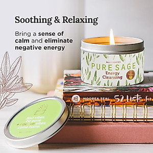 MAGNIFICENT 101 Aromatherapy Candles, Pure White Sage Candles for Cleansing House Chakra Healing, Naturally Scented Soy Candles for Outdoor and Indoor, 6 Oz Pure Sage Candles