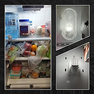 KEI D34L Refrigerator Bulb AC100-265V Replacement 3.5W LED Appliance Light Bulb 4W Equivalent 40W-60W E26 Medium Screw Base Daylight White 5000K for Frigid-aire Ken-More Fridge Freezer Bulb, 2 Pack