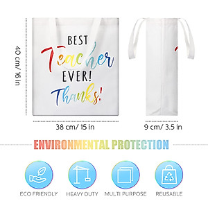 Saintrygo 5 Pieces Christmas Teacher Gifts Teacher Canvas Tote Bags Appreciation Gifts for Teachers Day Grocery Bag with Pocket(Mixed Style)