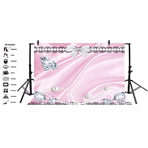 Leyiyi 5x3ft Luxury Jewelry Photography Background Shining Diamond Pearl Necklace Ornaments Ribbon Fashion Lady Dress Up Backdrop Kids Birthday Baby Shower Wedding Photo Portrait Vinyl Studio Prop