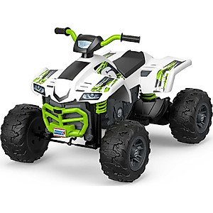 Power Wheels Racing ATV Ride-On Battery Powered Vehicle with Multi-Terrain Traction for Preschool Kids Ages 3+ Years, Silver​