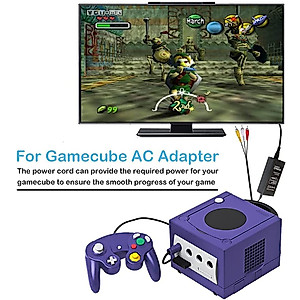 GameCube Power Cord for Nintendo NGC Console System - 12V AC Adapter, AV Cable, DC Power Supply, OEM Replacement Charger for Game Cube & Nintendo 64