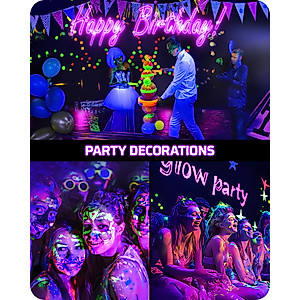 EDISHINE 6 Pack Black Light Bulb, 120V 9W UV Blacklight Bulbs with UVA Level 385-400nm, A19 E26 Base, LED Black Light Bulb for Blacklight Party, Body Paint, Fluorescent Poster, Halloween, ETL Listed