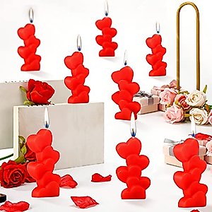 8 Pcs Valentine's Day Heart Tealight Candles Handmade Delicate Red Heart Candle Small Candles Romantic Candles for Valentine's Day Party Wedding Spa Home Decoration Gifts