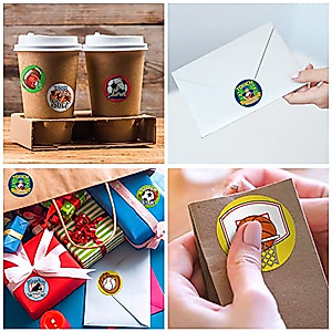 500 Pcs Sports Roll Stickers for Laptop Scrapbook Skateboard Luggage Helmet, Football Soccer Baseball Basketball Decals School Rewards for Kids Teens Adults Party Favors 8 Designs (Mixed Balls)