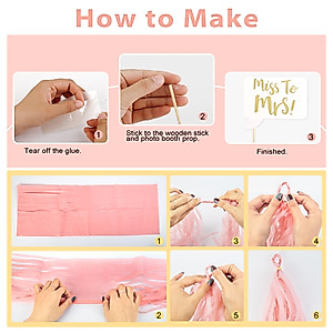 Amandir Bachelorette Party Decorations Supplies, Rose Gold Bridal Shower Decorations Bride To Be Pink White Gold Confetti Foil Heart Balloons, Veil, Photo Booth Props, Fringe Curtains, Paper Tassels