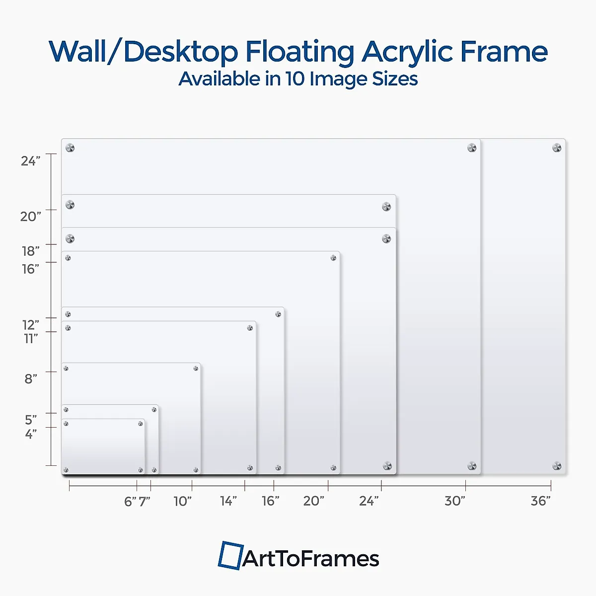 ArtToFrames Floating Acrylic Frame for Pictures Up to 16x20 inches (Full Frame is 20x24) with Chrome Standoff Wall Mount Hardware, Acrylic-109-16x20-69