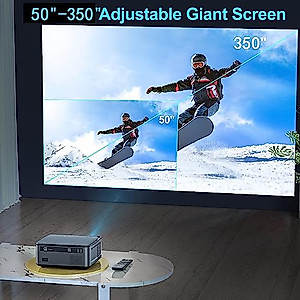 5G WiFi Bluetooth Projector, YABER Native 1080P Outdoor Movie Projector with 350" Display, 18000L Home Theater Video Projector Support 4K ,4P/4D Keystone, Zoom, for Android/iOS/Phone/HDMI/PS5（Blavk）