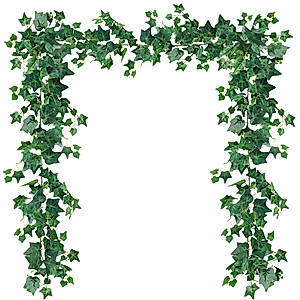 Sggvecsy 3 Pcs Artificial Ivy Vines Kit 6.4Ft Odorless Silk Ivy Garland with Green Leaves Fake Hanging Plants Artificial Greenery Decor for Wedding Home Wall Party Indoor Outdoor Decoration