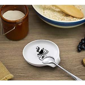 LRUIOMVE Engraved Coffee Spoon Rest Funny Farmhouse Counter Spoon Holder for Home Bar and Coffee Station Table - Decorative Accessories and Gifts for Coffee Lovers, Girlfriend, Wife, Husband, Friends