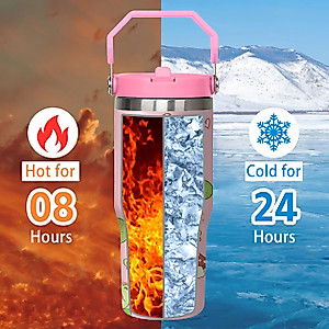 Queen Hero 30 oz Frog Tumbler with Handle, Large Insulated Tumbler with Flip & Straw Coffee Mug Cup Stainless Steel Gifts for Women Men Youth