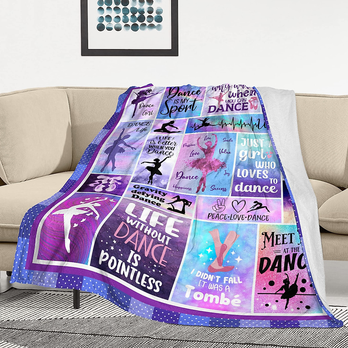 Dancer Gifts Blanket- Dance Gifts for Girls - Ballet Gifts - Dance Teacher - Dance Gifts for Teen, Dance Recital Dancing Heart Cheerleader Gymnastics, Cheerleading Gifts Throw Blankets 60x50in