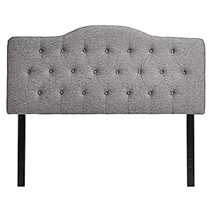 FIRST HILL FHW Upholstered Tufted Headboard, 62 x 4 x 58 inches, Gray