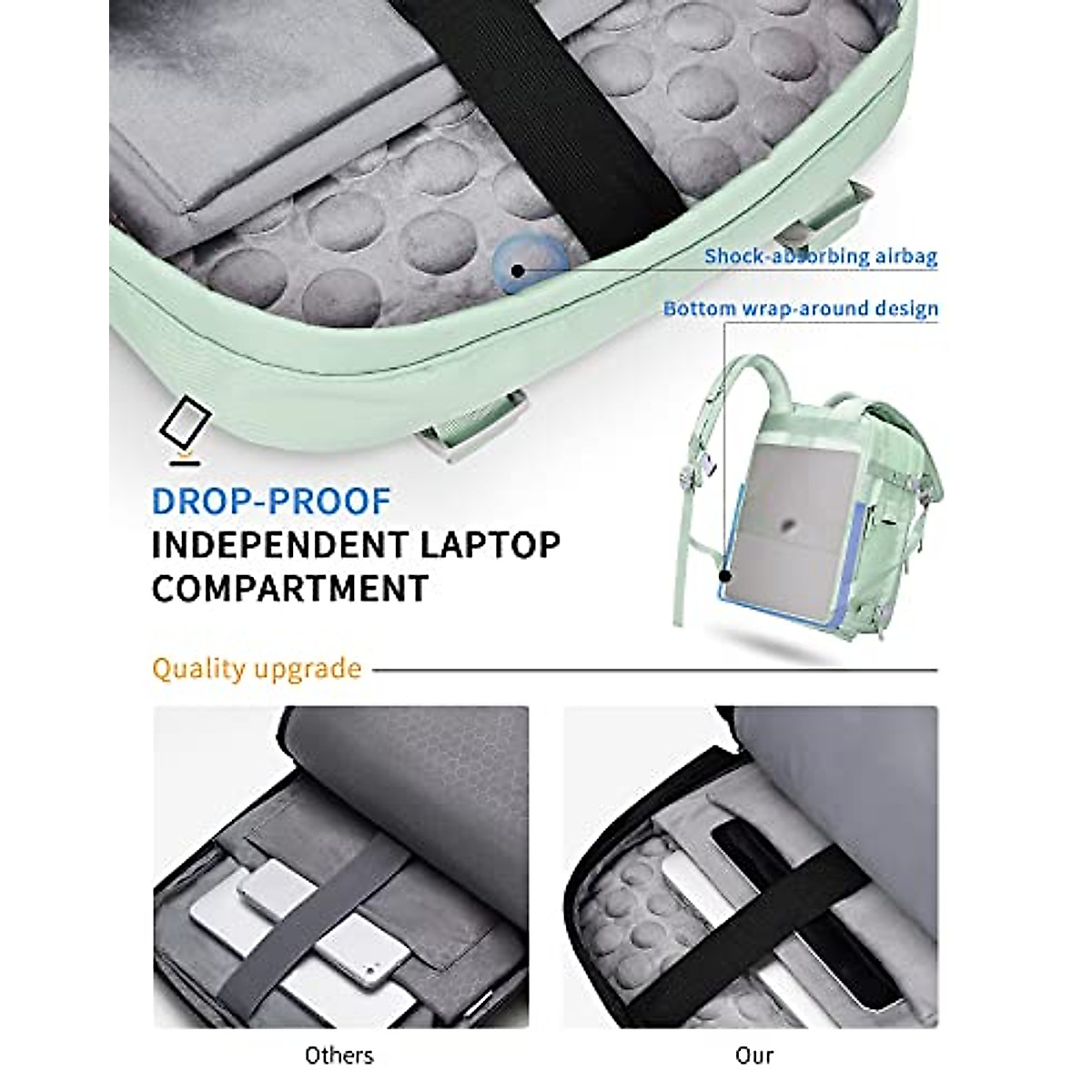 LIVACASA Waterproof Travel Backpack for Women, 40L Airline Approved Carry on Laptop Backpack with Compartment and USB Port