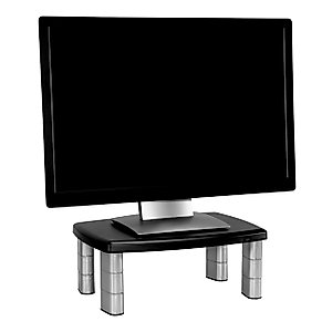 3M Adjustable Monitor Stand Riser, Three Leg Segments Simply Adjust Height, Sturdy Platform Holds Up to 80 lbs for Monitors, Laptops, and Printers, Space for Storage Underneath, Silver/Black (MS80B)
