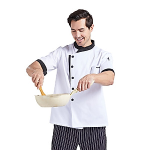 Nanxson Unisex Chef Jacket Men's Chef Coat Restaurant Kitchen Chef Uniform CFM0016 (White Shortsleeve, M)