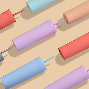 PHEZEN 450ml Double-layer Plastic Water Bottle Sealed Insulated Water Bottle Lid with Straw Portable Sports Water Bottle Reusable Leak Proof Flask for Sports Gym Home Office for Children Men Women