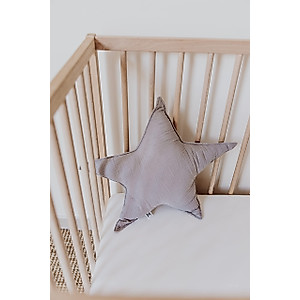 Malabar Baby Cotton Muslin Cushion, Soft Cute Pillow, 17.7x17.7 inches Cute Throw Pillow Decor for Room, Star Shape Erawan Grey