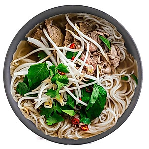 Lucky Star Melamine Round Bowls Set Ramen Vietnam Pho Noodles Soup Bowls, 8-1/16"dia. X 3-1/16” H (Capacity: 48 oz), Black (24)