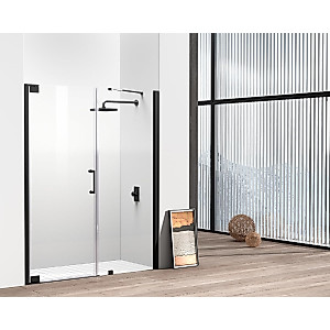 Elegant Kitchen and Bath SD404-6072MBK Semi-Frameless hinged Shower Door 60 x 72 Matte Black