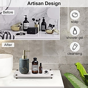 Fellibay Home Quick Dry Sink Organizer, Fast Drying Diatomaceous Earth Stone Sink Tray, Diatomaceous Earth Bathroom Kitchen Sink Organizer Lotions Bottle Drying Rack (White)