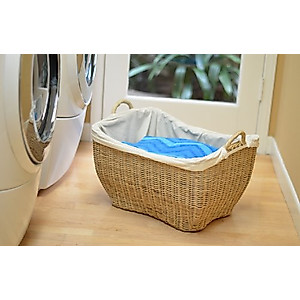 KOUBOO 1060053 Wicker Laundry Basket with Liner, 21.5" x 16" x 15.5", Natural Color