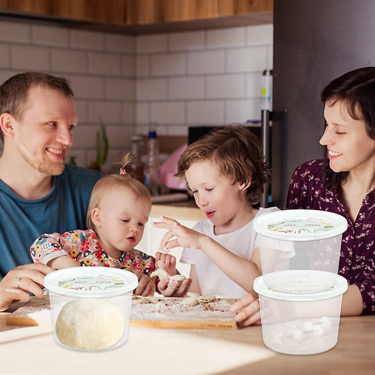 Rainmae 12pcs Pizza Dough Proofing Box with Lids, 1100ML Stackable Dough Proofing Container Pizza Making Accessories for Family Size Dough