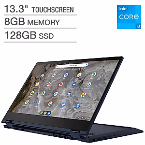 Newest Lenovo Chromebook Flex 5 Convertible 2-in-1 Laptop in Abyss Blue 13.3 FHD Touchscreen 11th Gen Intel Core i3-1115G4 up to 4.1Ghz 8GB DDR4 RAM 128GB SSD Intel Graphics Chrome OS (Renewed)