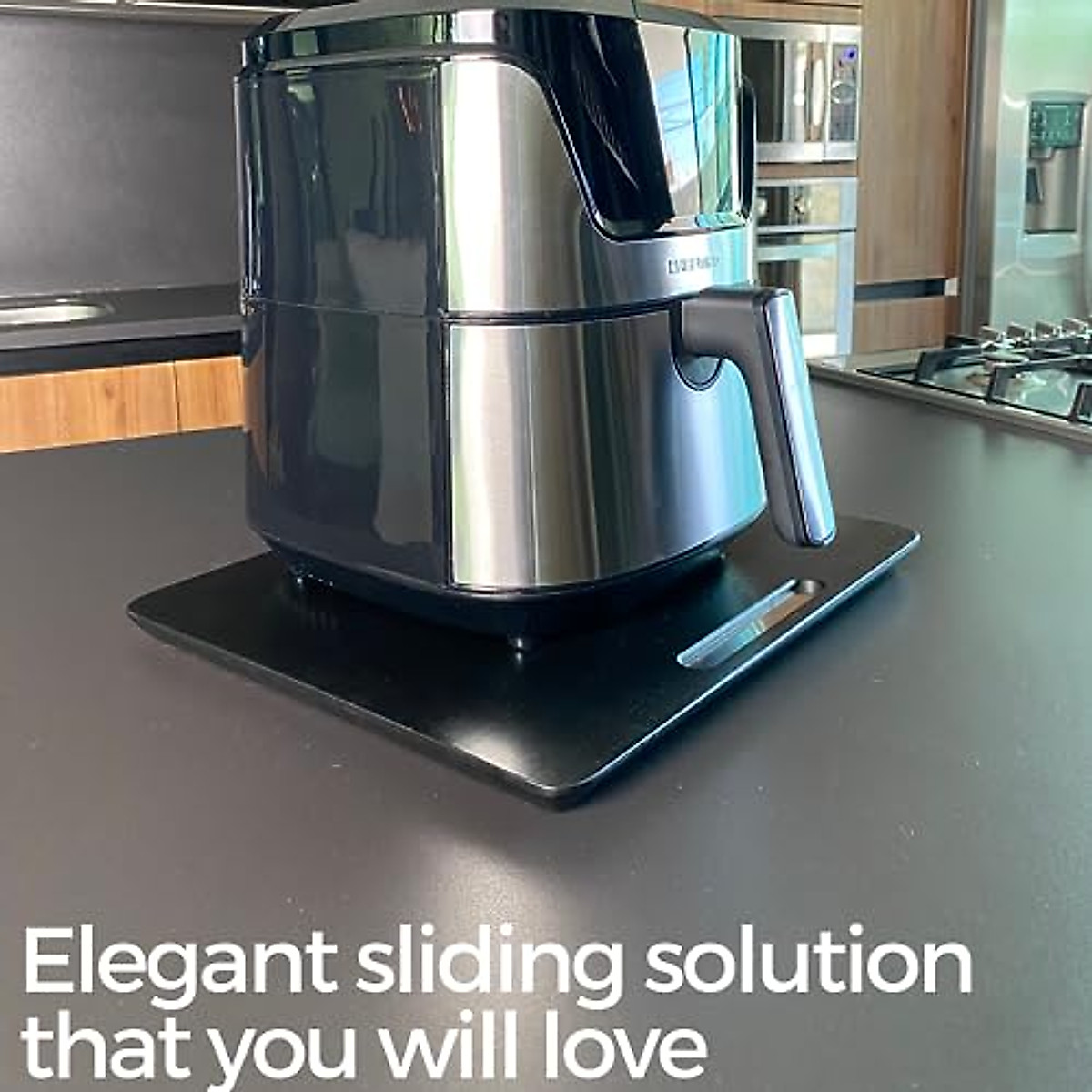 Ibyx Elegant Sliding Tray for Your Coffee Maker & Heavy Kitchen Appliances - Sturdy, Slides Easily from Under The Cabinet (Black, Medium - Wide (13” x 10.5”))