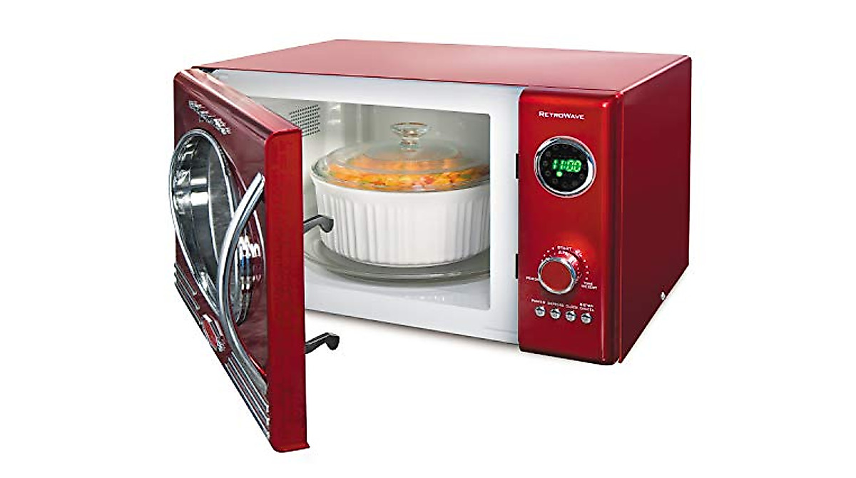 Nostalgia Retro Microwave Oven: 0.9 cu ft, 800W, Red