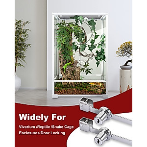 Naissian Sliding Glass Door Ratchet Lock, Lock for Sliding Glass Cabinet Door Locks with Keys Showcase Display Vivarium Reptile Cage Locks, Chrome Finish with 6 Key Aliked, Pack of 2