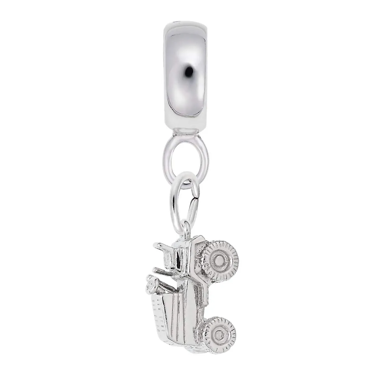 Sterling Silver Riding Lawn Mower Charm Dangle Beads for Bracelets