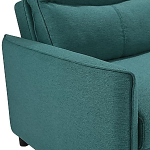 FULife 3 in 1 Convertible Pull Out Sleeper Sofa Bed Backrest,Upholstered 2-Seat Loveseat Futon Sofá,Multi-Functional Adjustable Single Chair,Lounge Recliner Couches for Living Room, Green 74.41" w