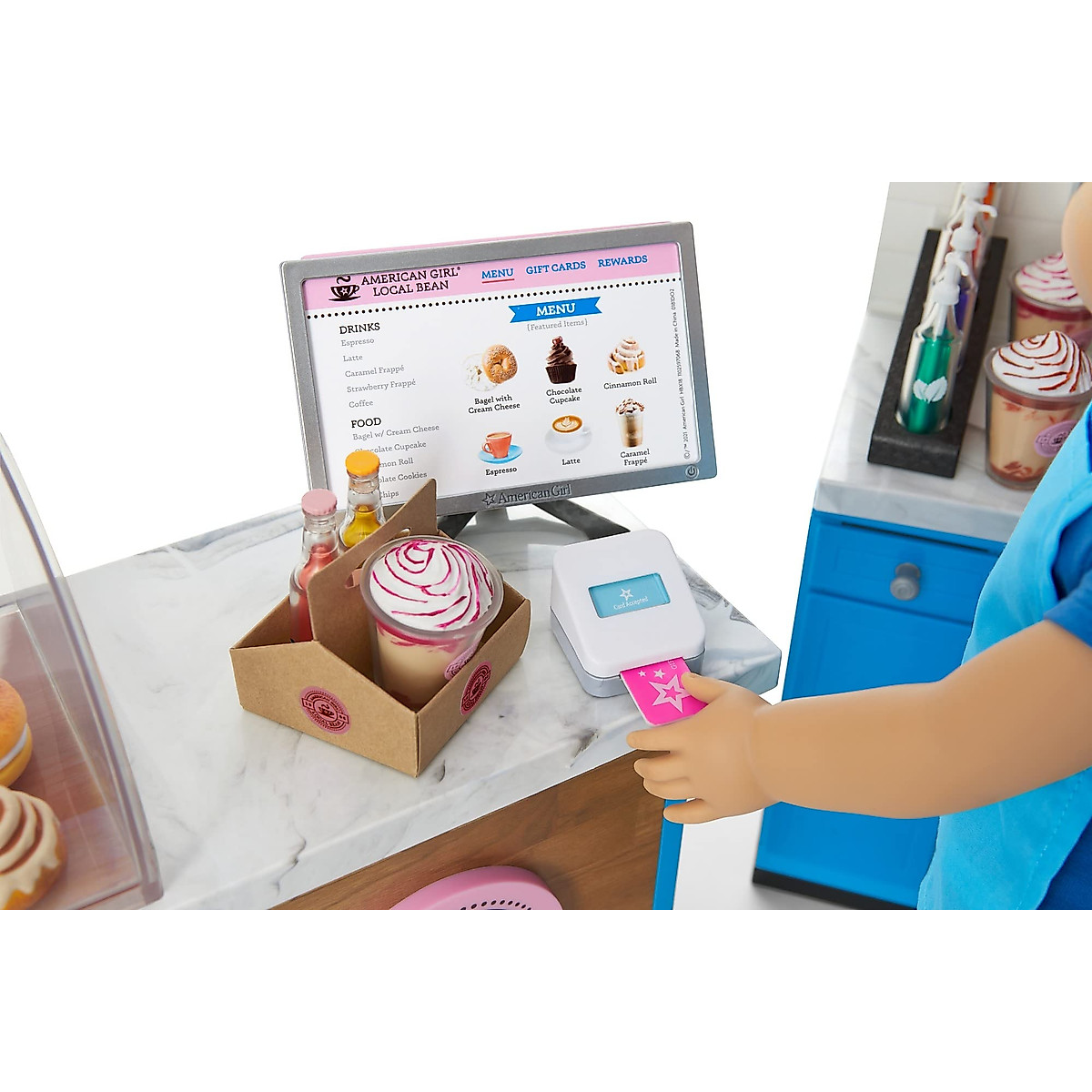 American Girl Truly Me 18-inch Doll Coffee Shop Playset with Pretend Espresso Machine and Cash Register, For Ages 6+