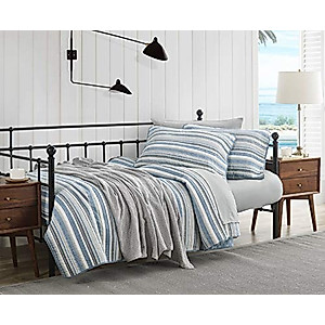 Nautica Quilt Set All Season Cotton Bedding with Matching Sham, Lightweight & Reversible, Queen, Jettison Grey/Blue/White