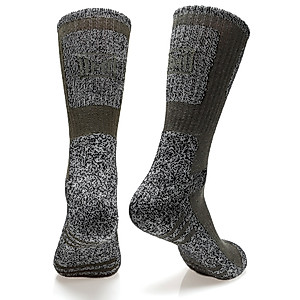 MIRMARU M201-Men's 5 Pairs Multi Performance Outdoor Sports Hiking Trekking Crew Socks (2Black, 2Char, 1Olive)