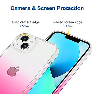 JJGoo Compatible with iPhone 13 Mini Case, Soft Transparent Shockproof Protective Slim Thin Bumper Phone Cover for iPhone 13 Mini - 5.4 inch, Gradient Pink